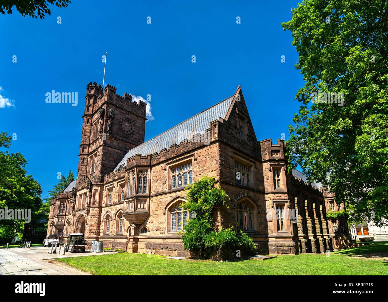 Collegiate Gothic architecture of East Pyne Hall on Princeton campus ...
