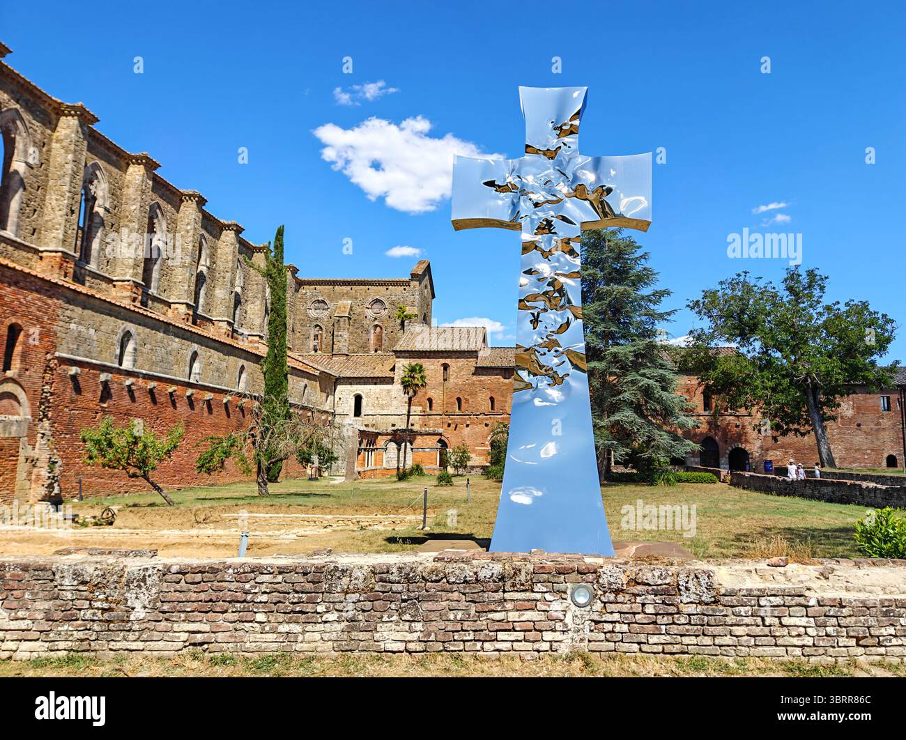 Built in the 13th century, the roofless walls of the Gothic style 13th ...