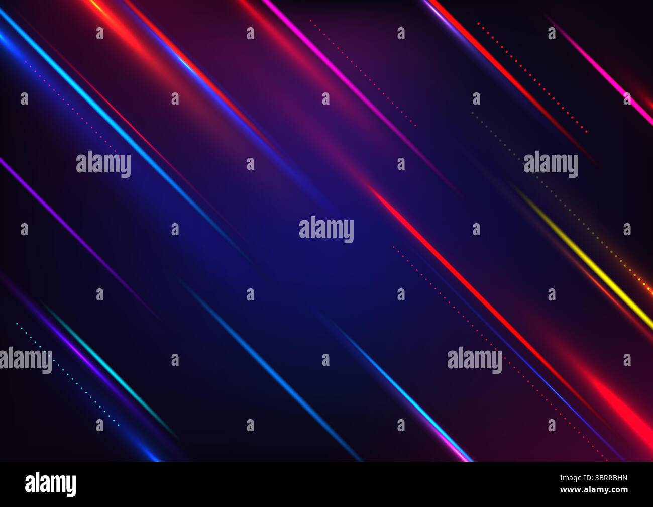 digital abstract of glowing red, blue, and yellow light trails captured ...