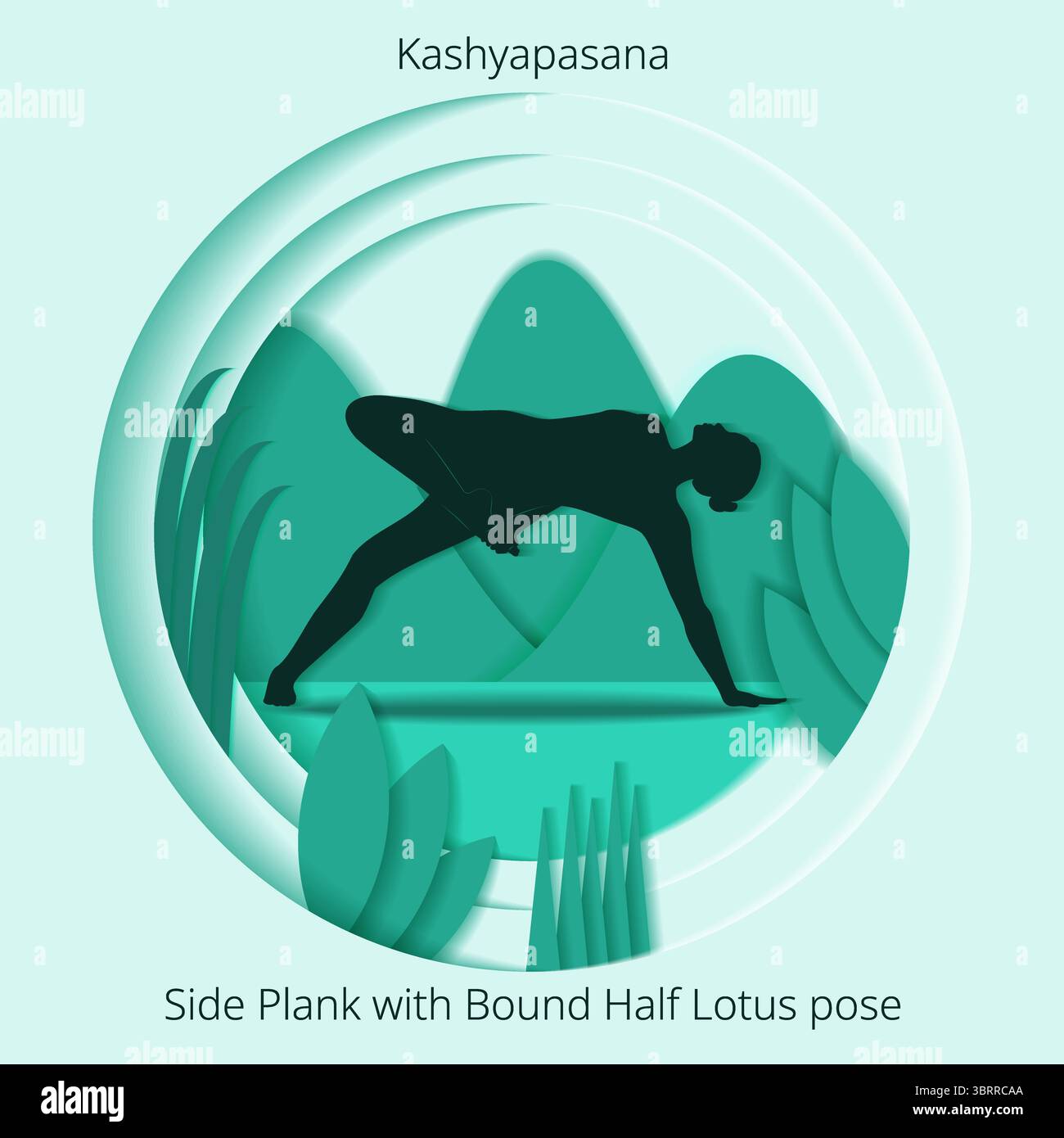 Kashyapasana yoga pose. Side Plank with Bound Half Lotus yoga pose ...