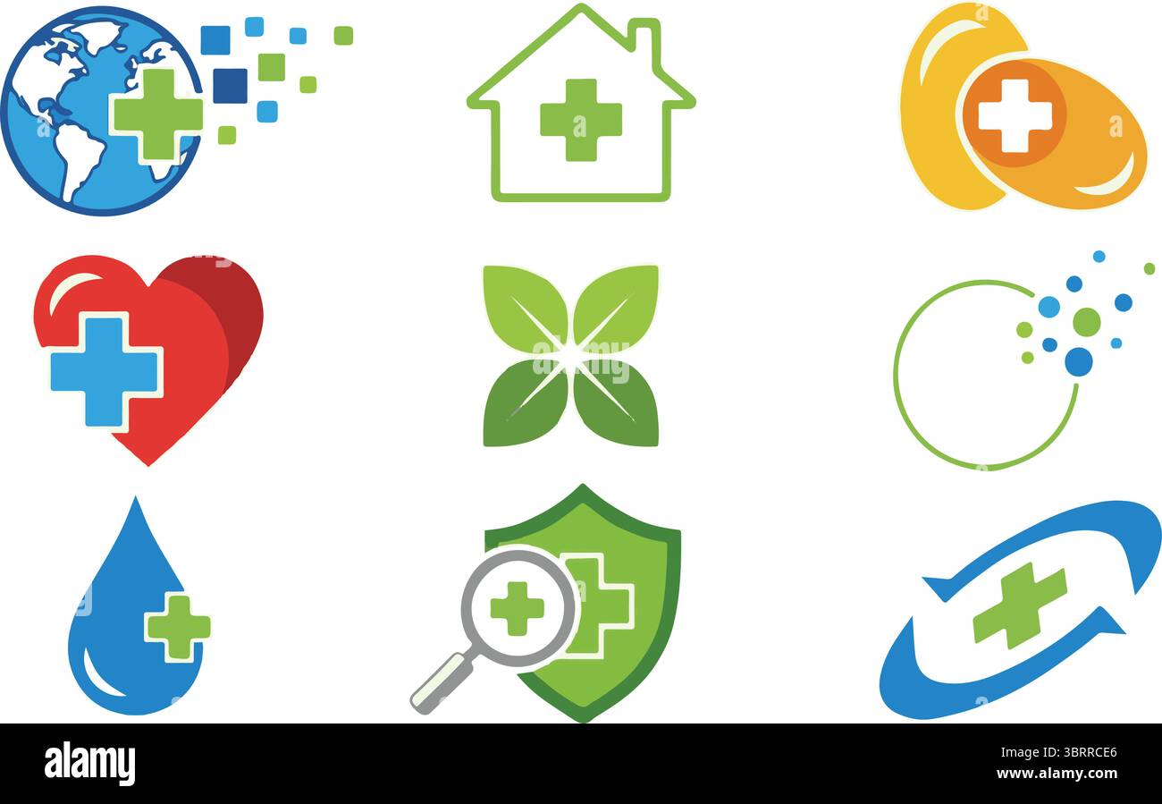 Set of nine healthcare and medical logos with crosses Stock Vector ...