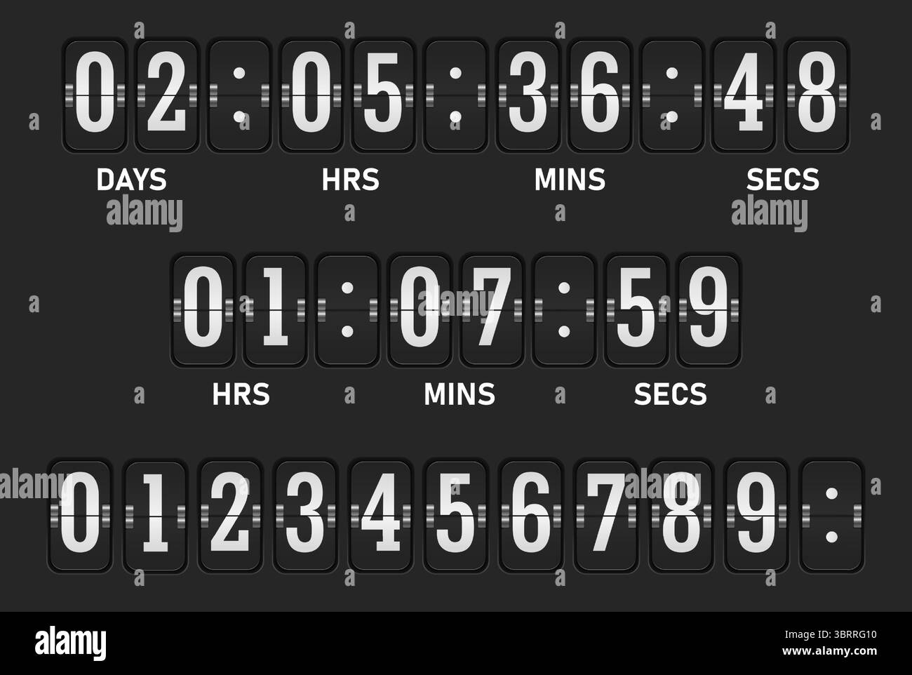 Flip countdown clock. Calendar counter with day, hour and minute ...