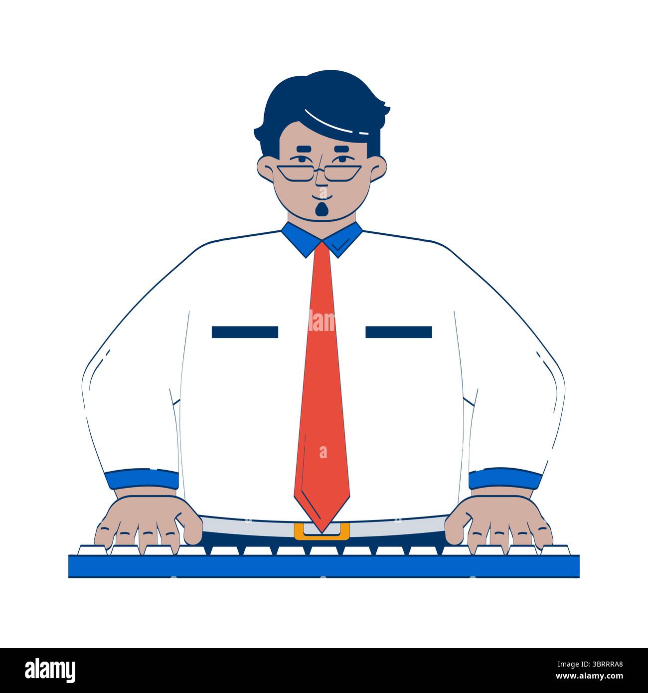 Arab male employee typing on keyboard 2D doodle character Stock Vector ...