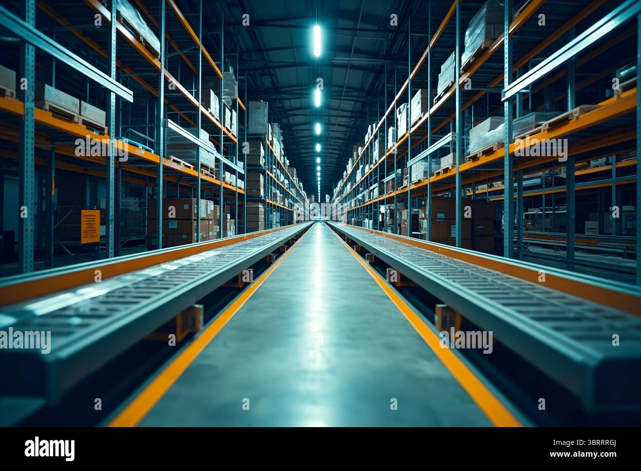 Spacious warehouse facility featuring automated conveyor systems and ...