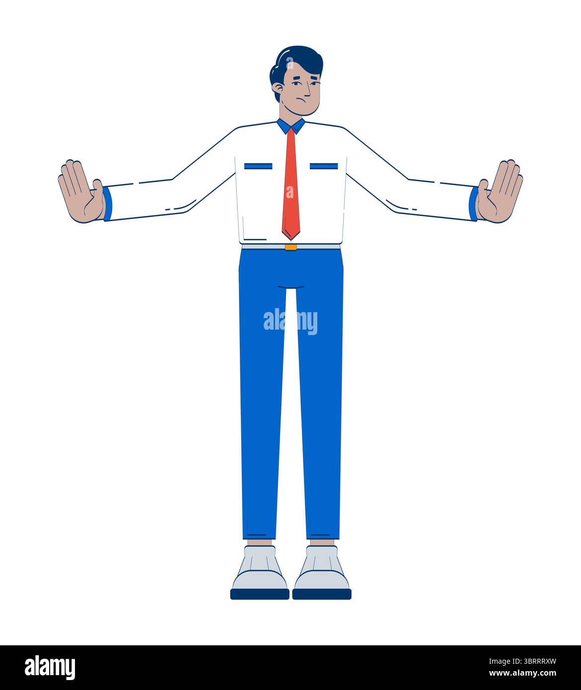 Indian male employee gesturing stop 2D doodle character Stock Vector ...