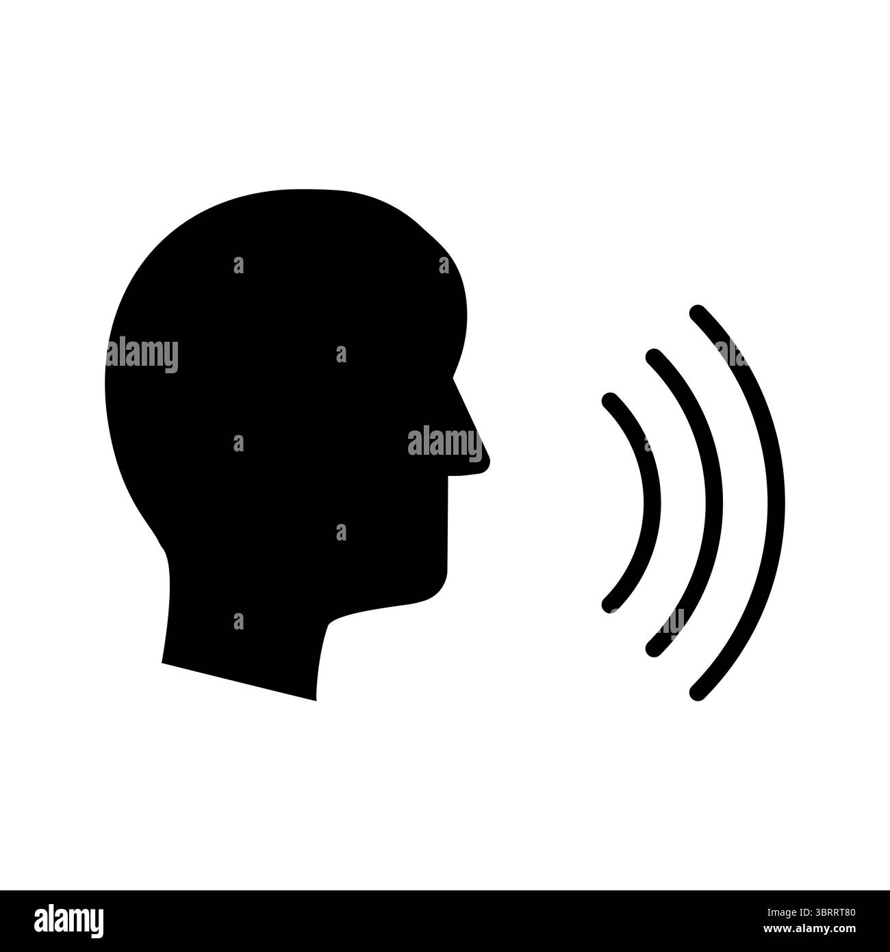 Speaking head icon. Voice wave symbol. Communication profile Vector ...