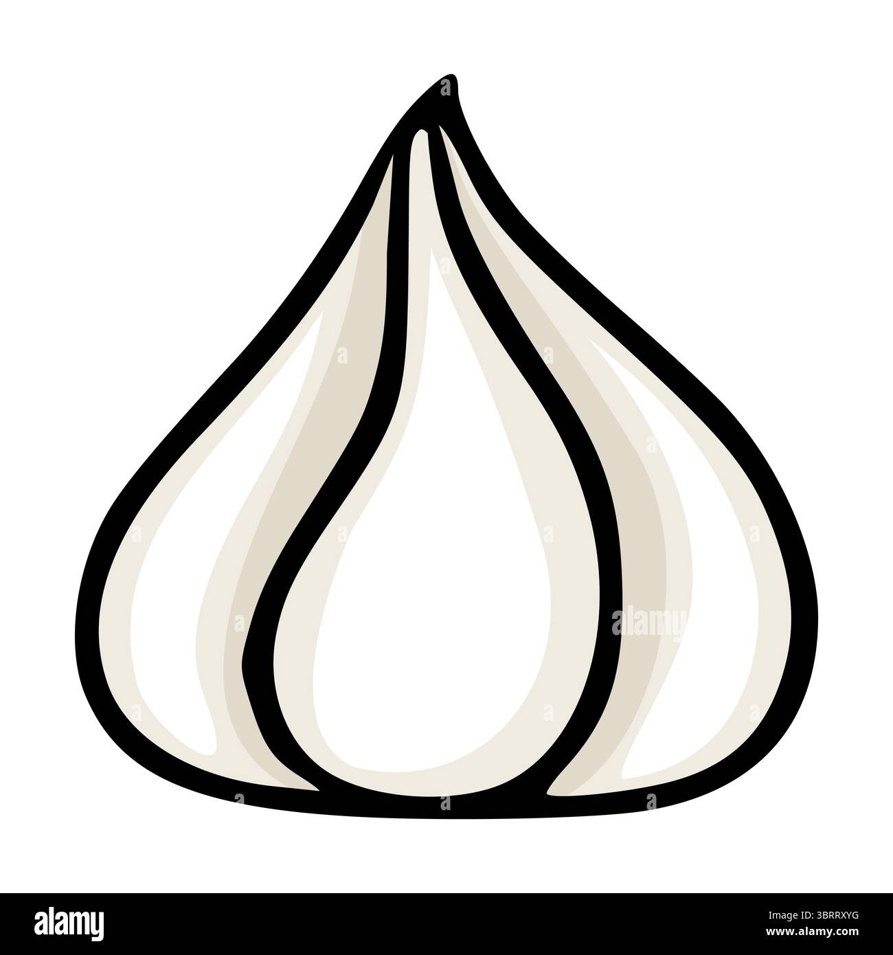 Stylish vector illustration of a single clove of garlic, depicted in a ...