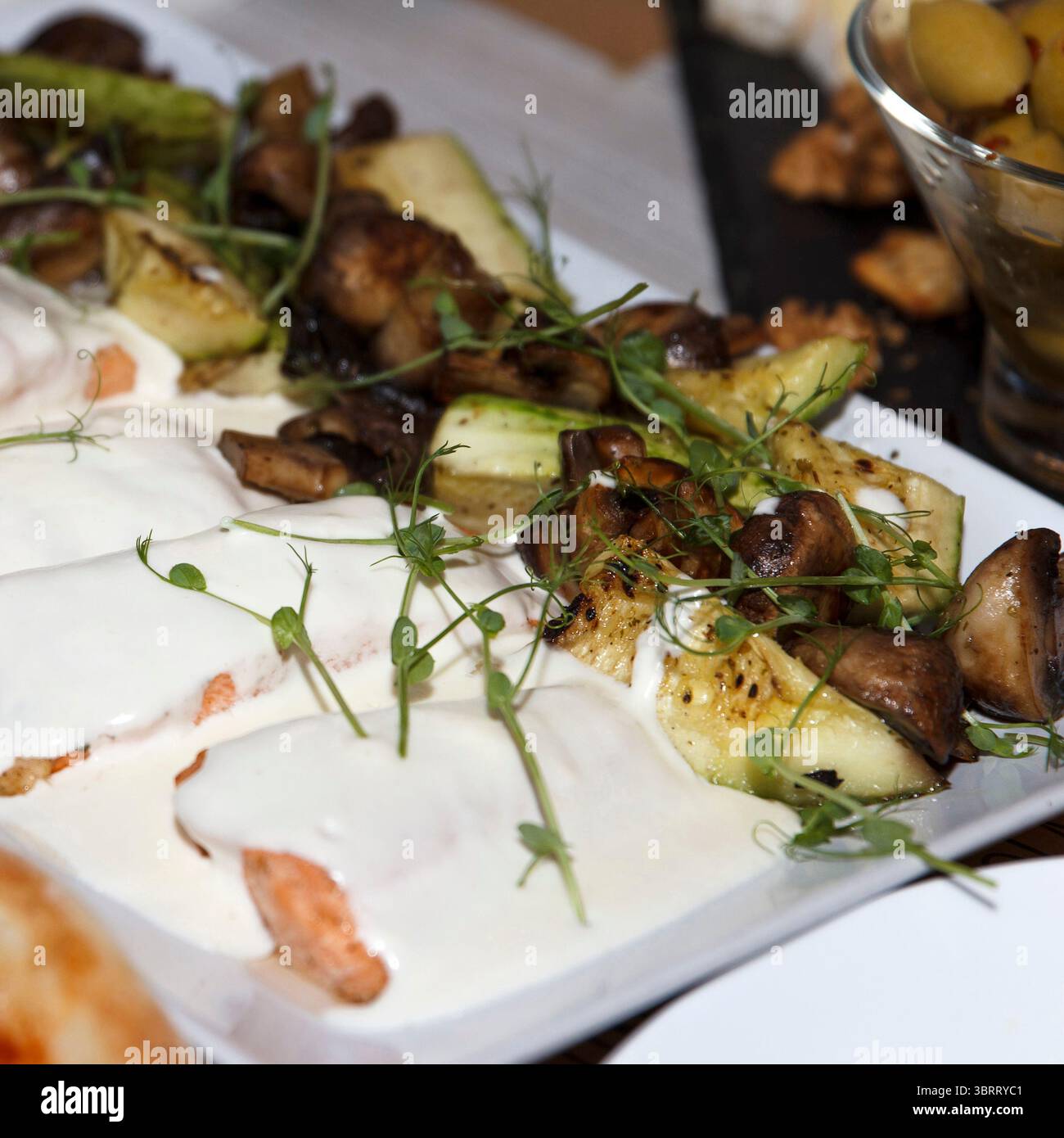 Grilled salmon fillets topped hi-res stock photography and images - Alamy