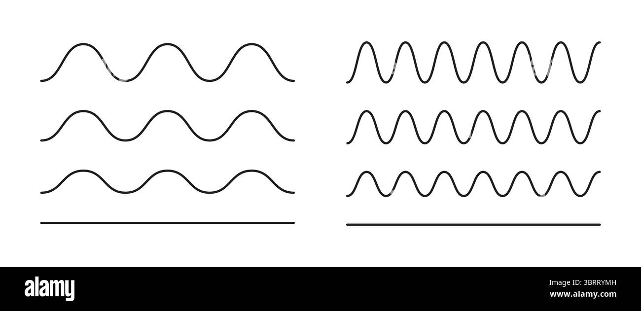 Wavy, curvy lines icon. Undulate borders, transverse horizontal lines ...