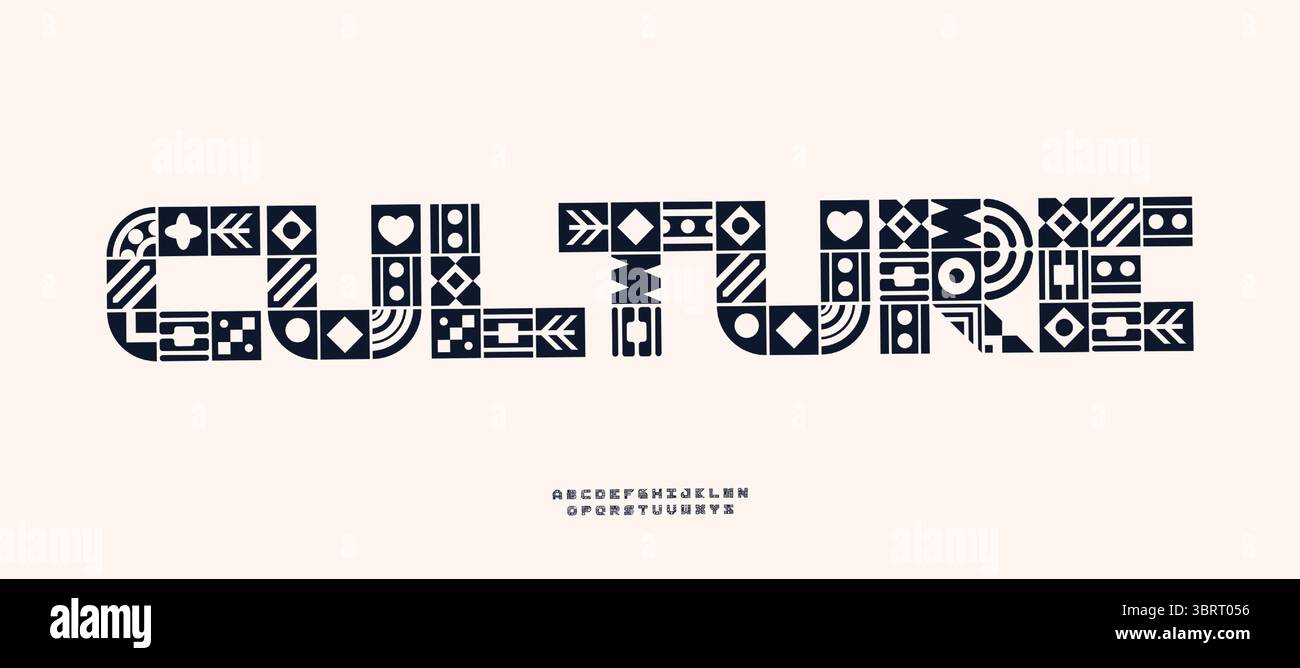 Tribal ethnic decorative font, folk pattern blocks letters. African ...