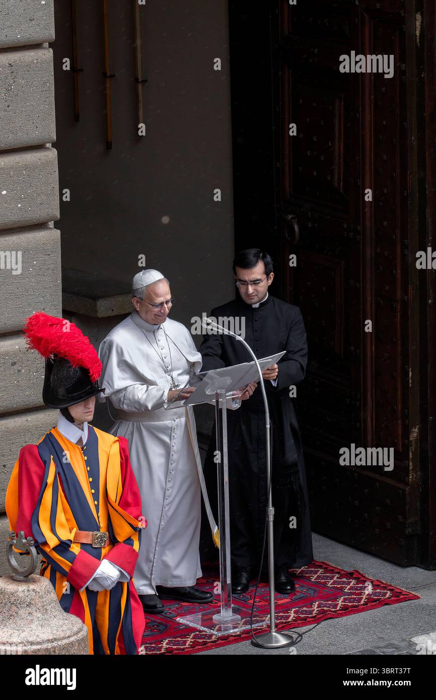 Pope Leon XIV delivers his Angelus prayer from Castel Gandolfo, where ...