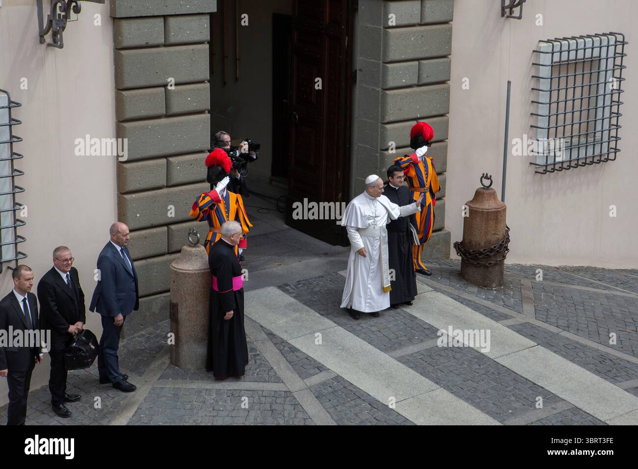 Pope Leo XIV greets the faithful at the end of the Mass celebrated ...