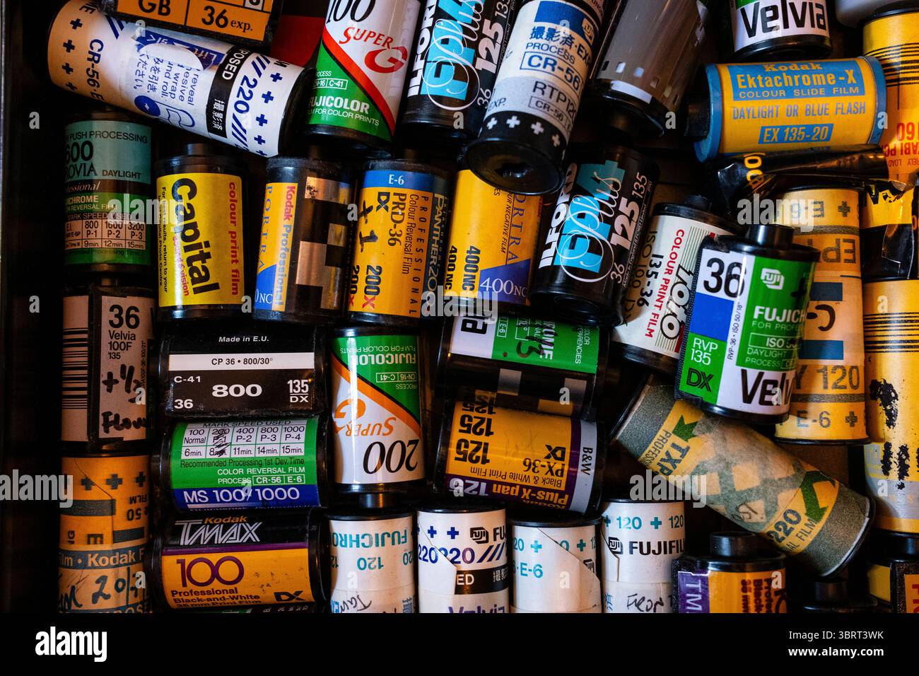 Old film, canisters and roll film waiting to be developed analog film ...
