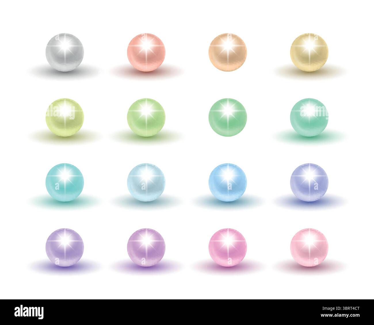 Vector 3d Realistic Glossy Pearl Icon Set. Shiny Pearl Collection in ...