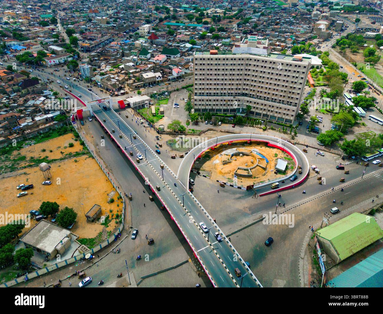Aerial view of the Kofar Nassarawa bridge with its smooth curves and ...