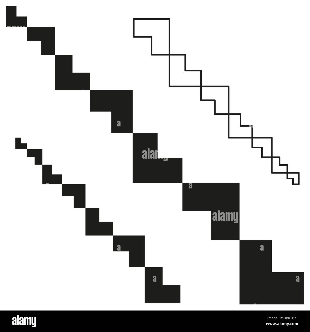 Pixel stair path. Diagonal step pattern. Gradual block design. Vector ...