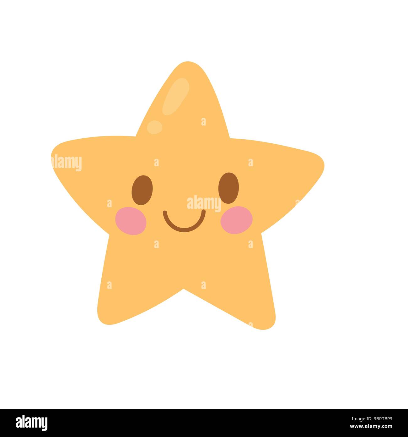 Bright yellow star with blushing cheeks and a big smile shines in this ...