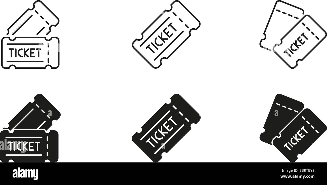 Ticket Icon Set. Event Admission, Entertainment Access, And Entry Pass ...