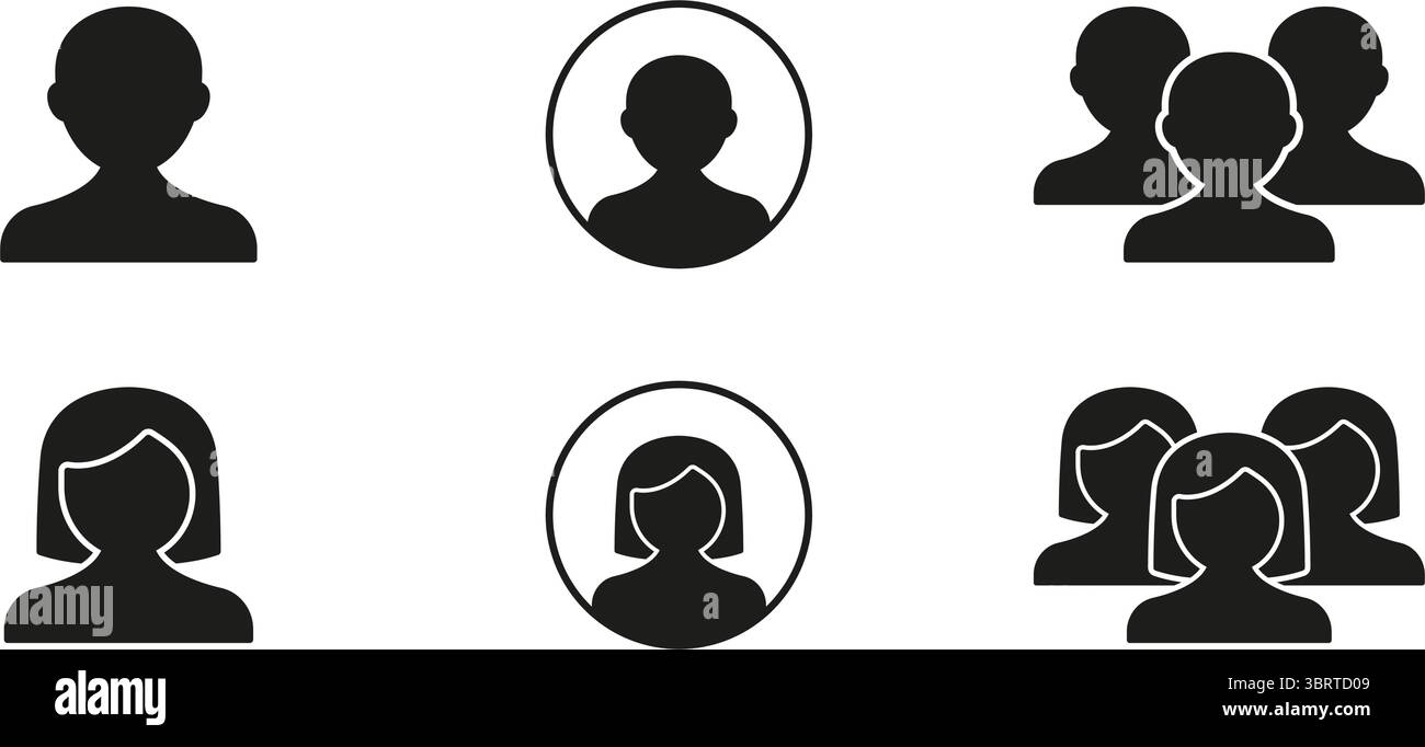 User Profile And Group Silhouette Icon Set. Individual And Team Symbol ...