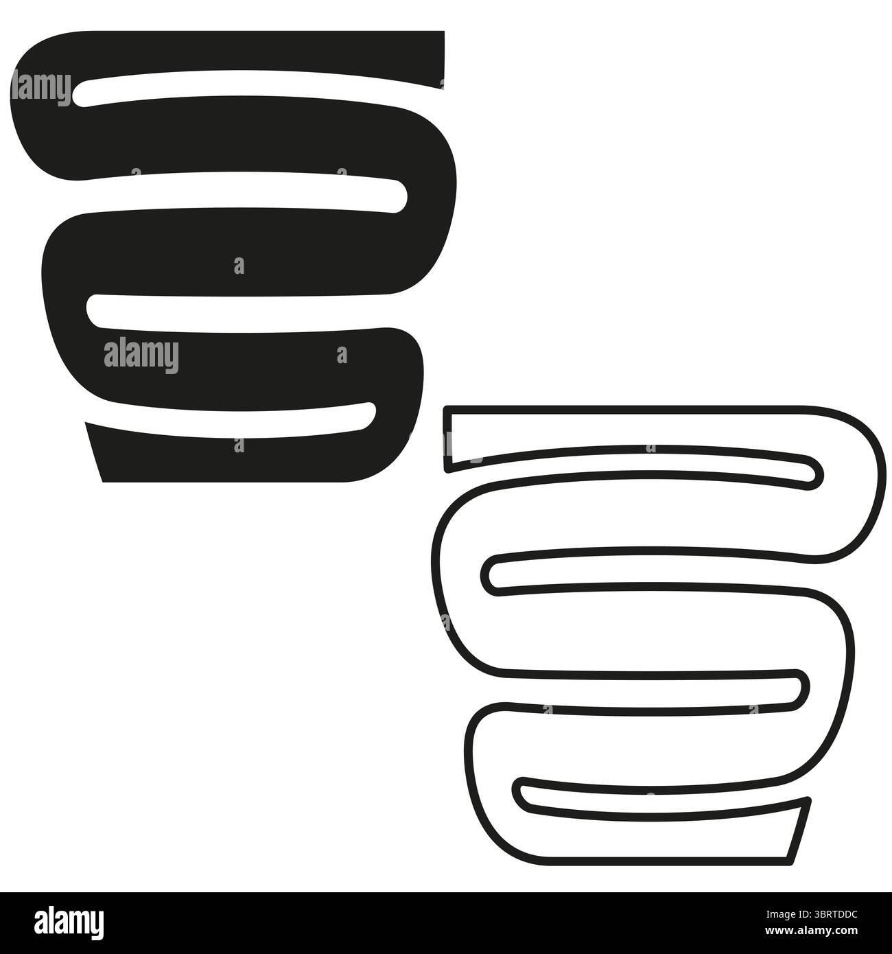 Rounded letter S. Smooth curve icon. Bold solid Vector. Balanced form ...