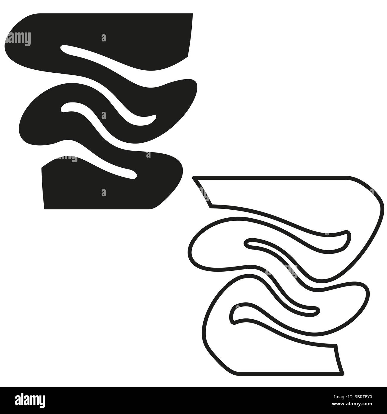 Wavy letter S. Fluid stripe icon. Dynamic curve Vector. Dual style ...