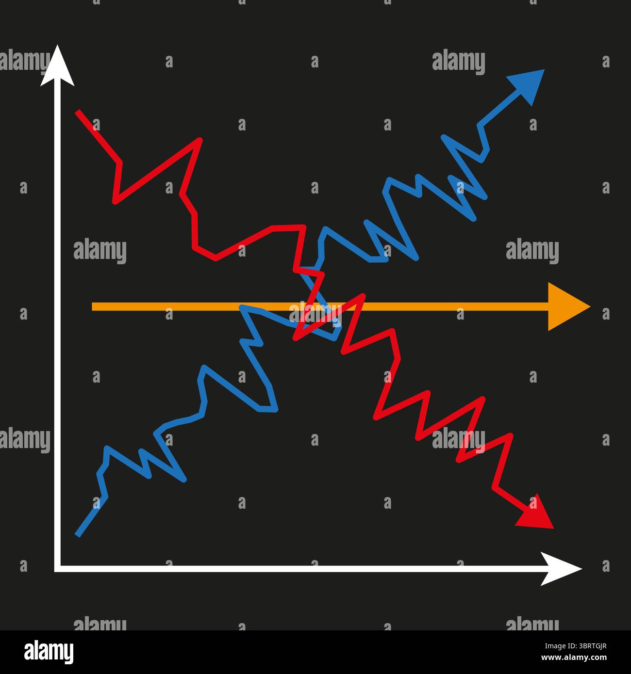 Financial chart arrows. Colored trend lines. Market direction ...