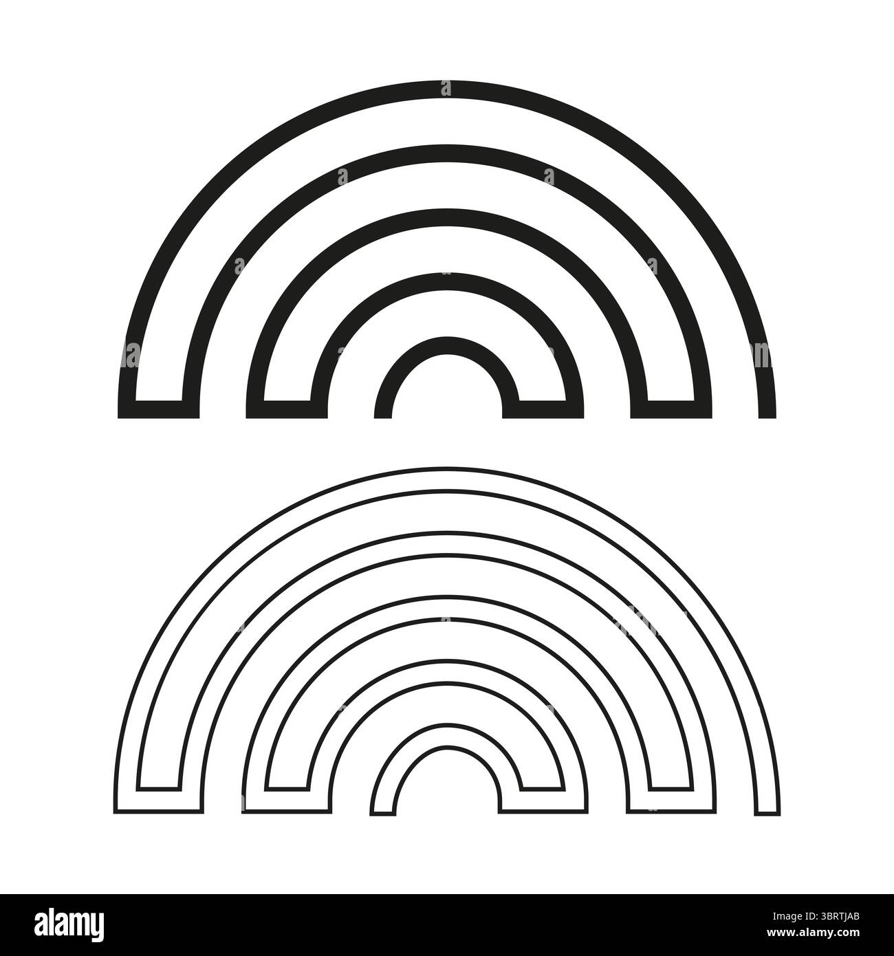Rainbow arch outline. Rounded shape symbol. Concentric arc Vector ...