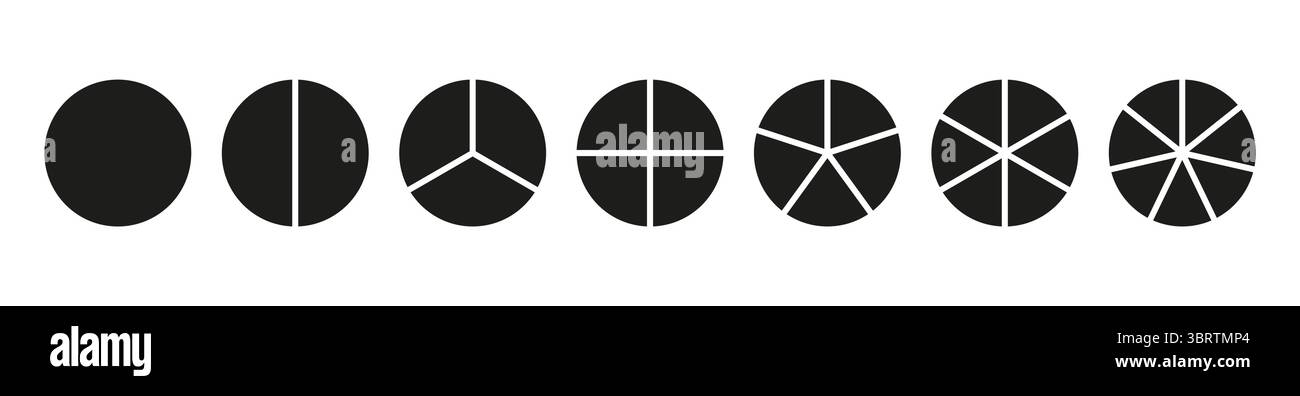 Circle division on 1, 2, 3, 4, 5, 6, 7 equal parts. Infographic ...