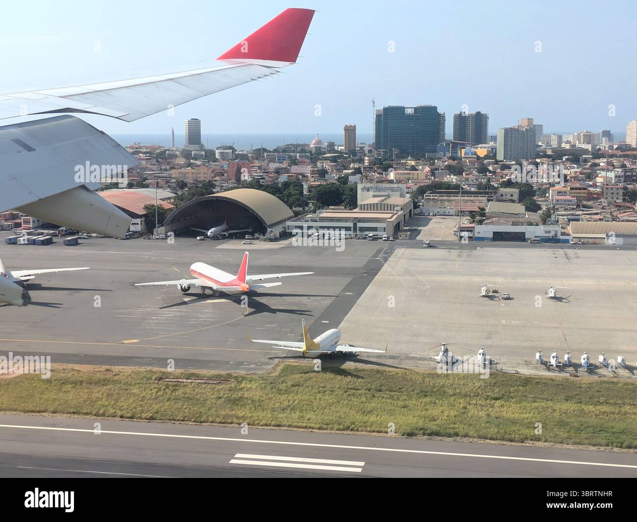 Aerial view of Quatro de Fevereiro international airport. Luanda ...