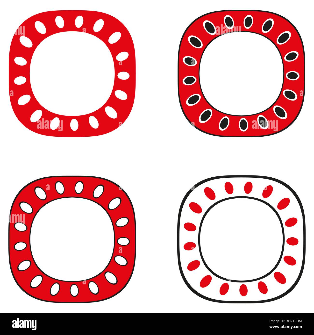 Rounded circle frames. Red border pattern. Dot decoration Vector ...