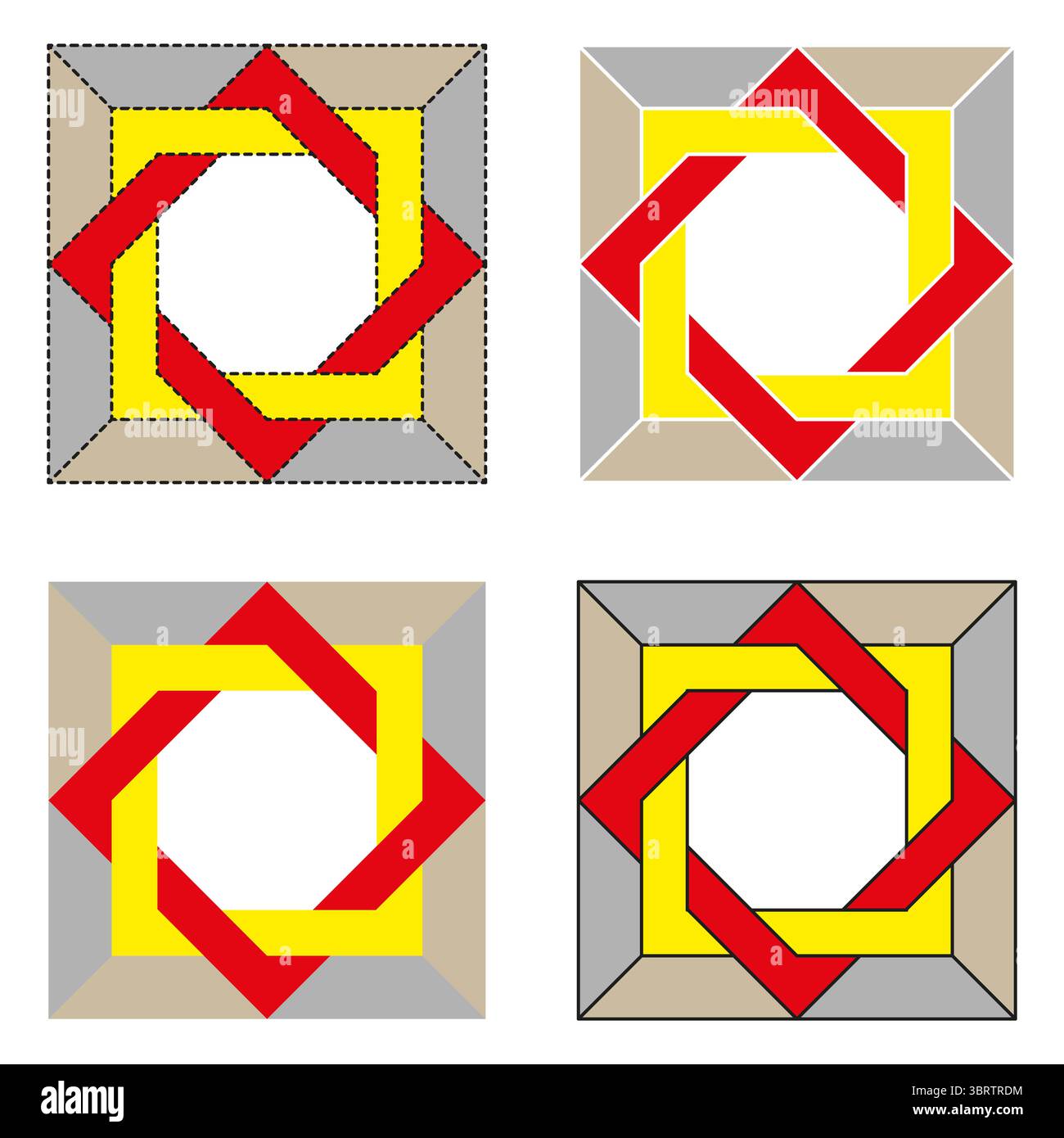 Geometric star pattern. Bold red yellow design. Interlocking shape ...