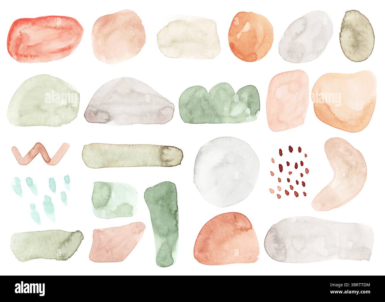 Abstract watercolor art shapes set. Minimal modern art hand painted ...
