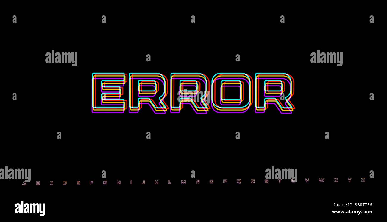 ERROR RGB distorted phrase. Glitched neon text banner for data failure ...