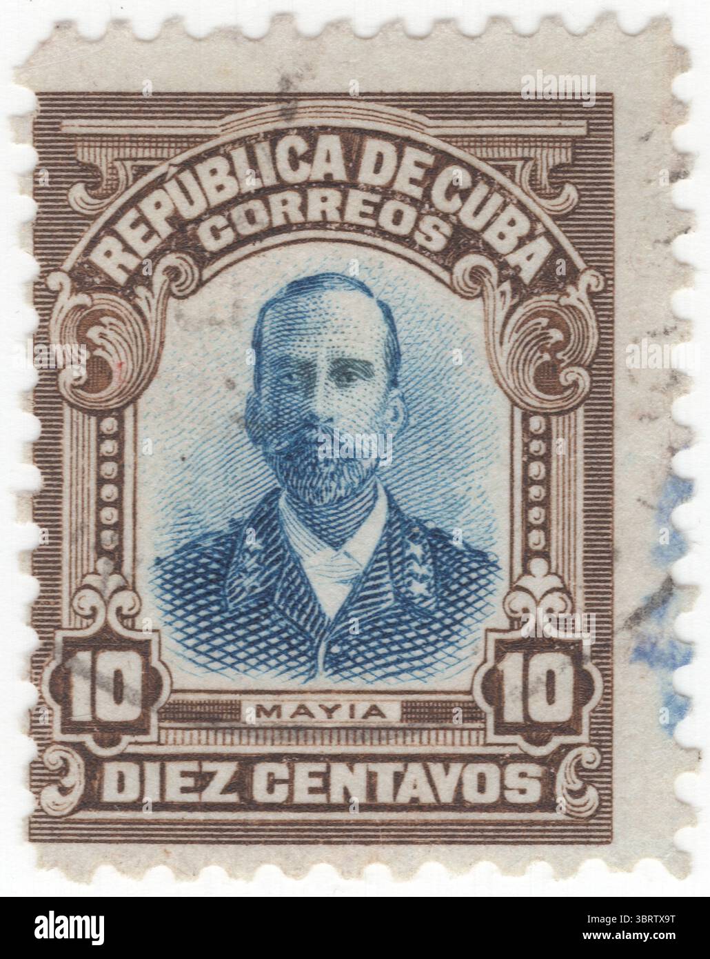 CUBA - 1910 February 1: 10 centavos brown and blue postage stamp ...