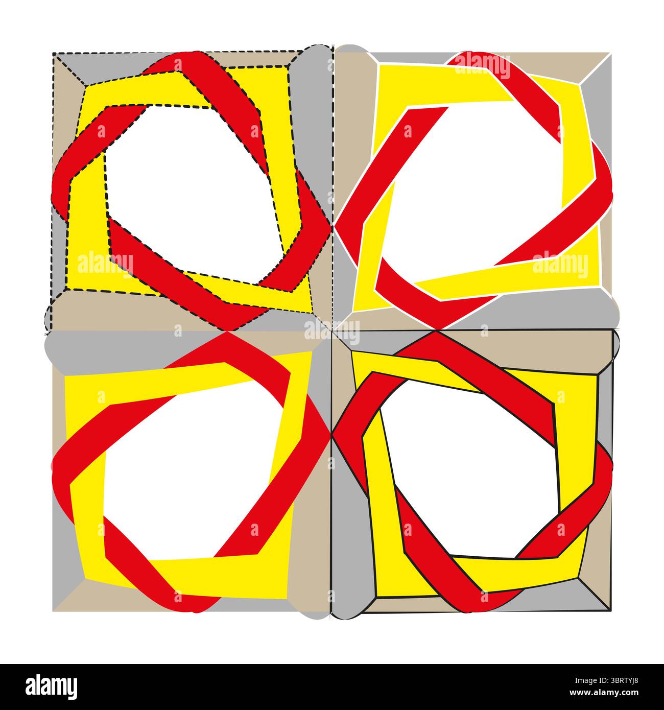 Intertwined octagon forms. Geometric shape pattern. Overlapping red ...