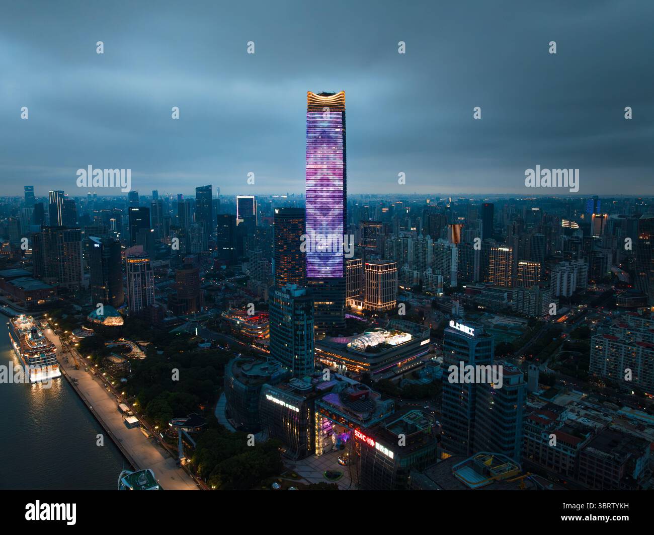 Shanghai, China - 21 June 2025: Aerial view of the vibrant building ...