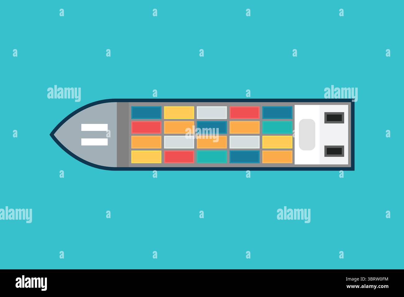 Top view of Container ship. Vector Illustration Stock Vector Image ...