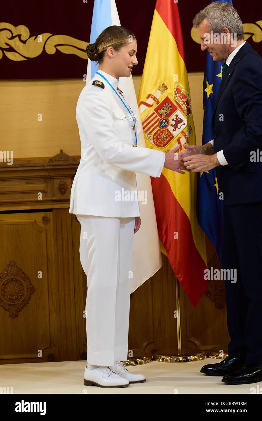 Crown Princess Leonor attends Medal of Gold of Galicia at Pazo Raxoi on ...