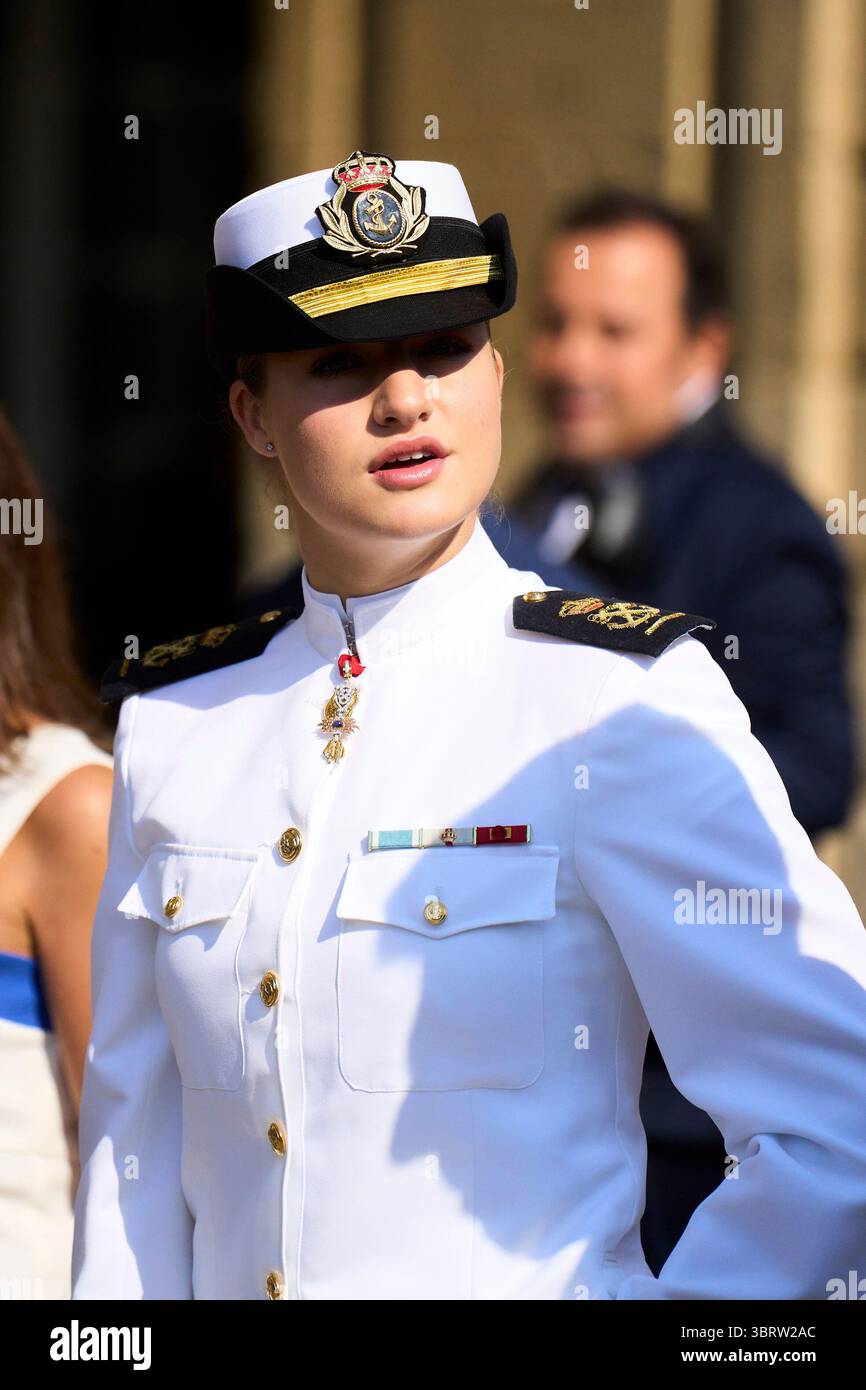 Crown Princess Leonor attends Medal of Gold of Galicia at Pazo Raxoi on July 14, 2025 in ...