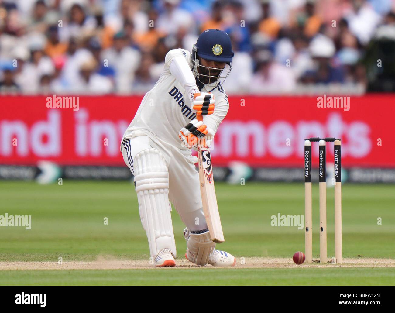 India's Ravindra Jadeja during day five of the Third Rothesay Men's ...