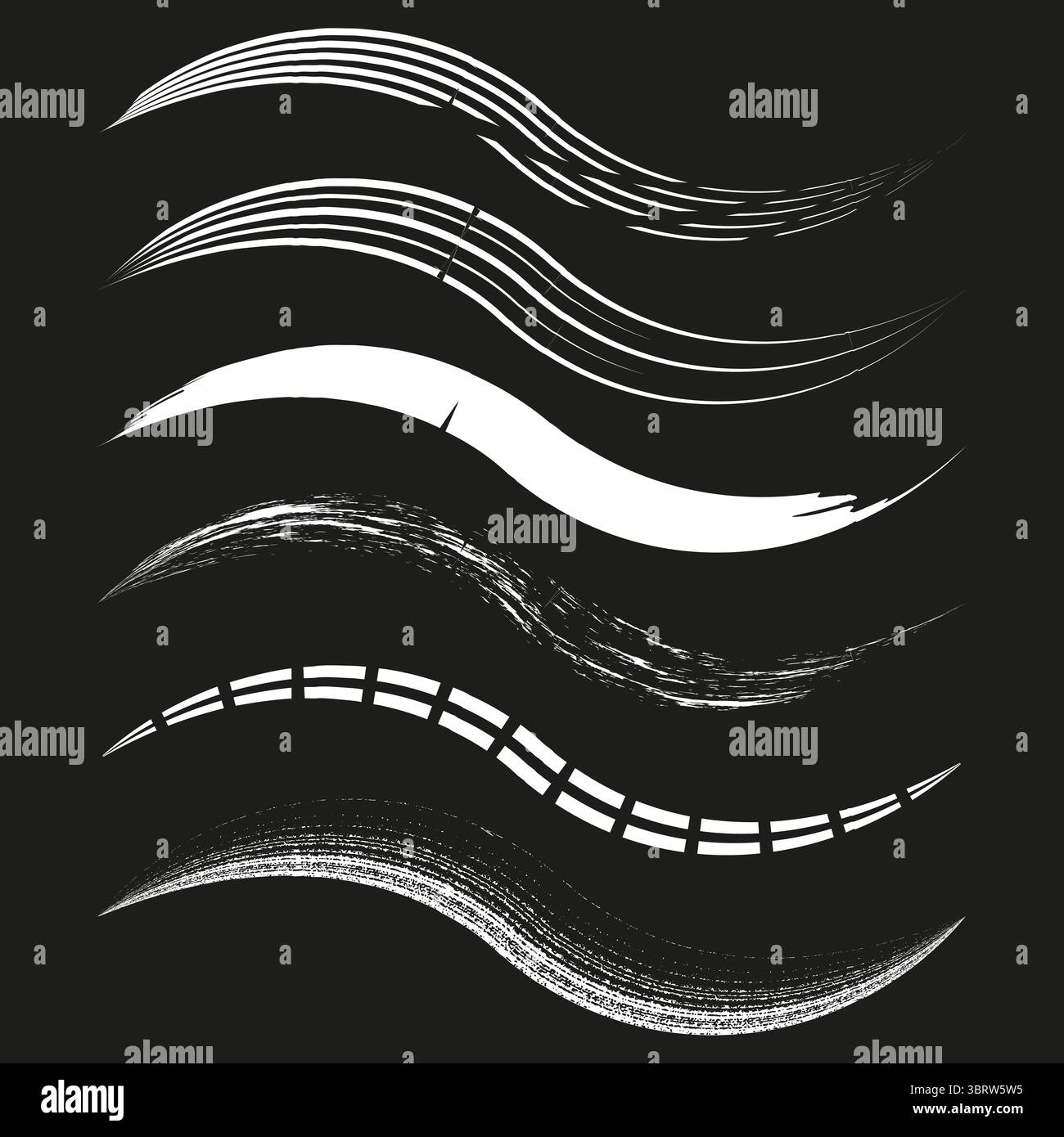 White wave strokes. Dynamic brush curves. Abstract motion Vector. Black ...