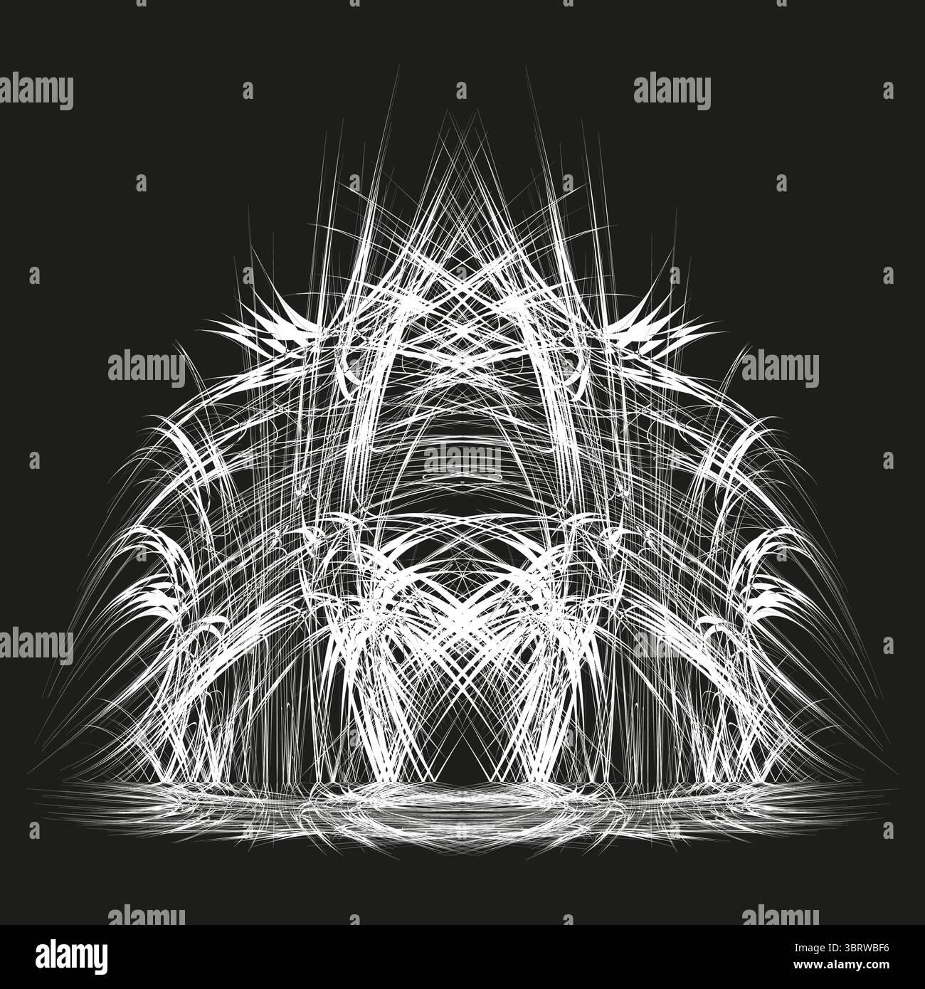 Abstract castle silhouette. Ornate gothic structure. White Vector lines ...