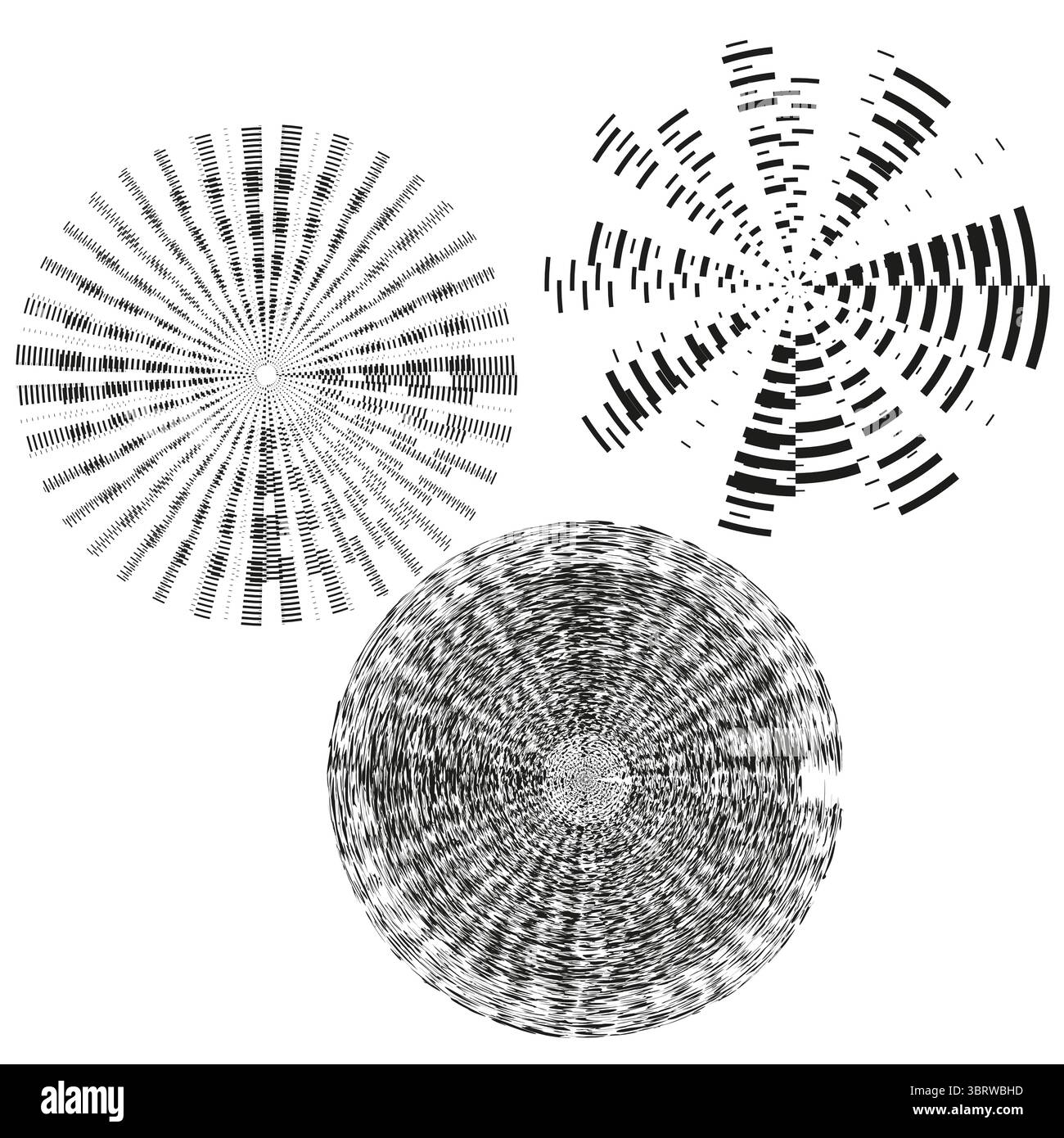 Abstract radial shapes. Dynamic line composition. Optical art elements ...