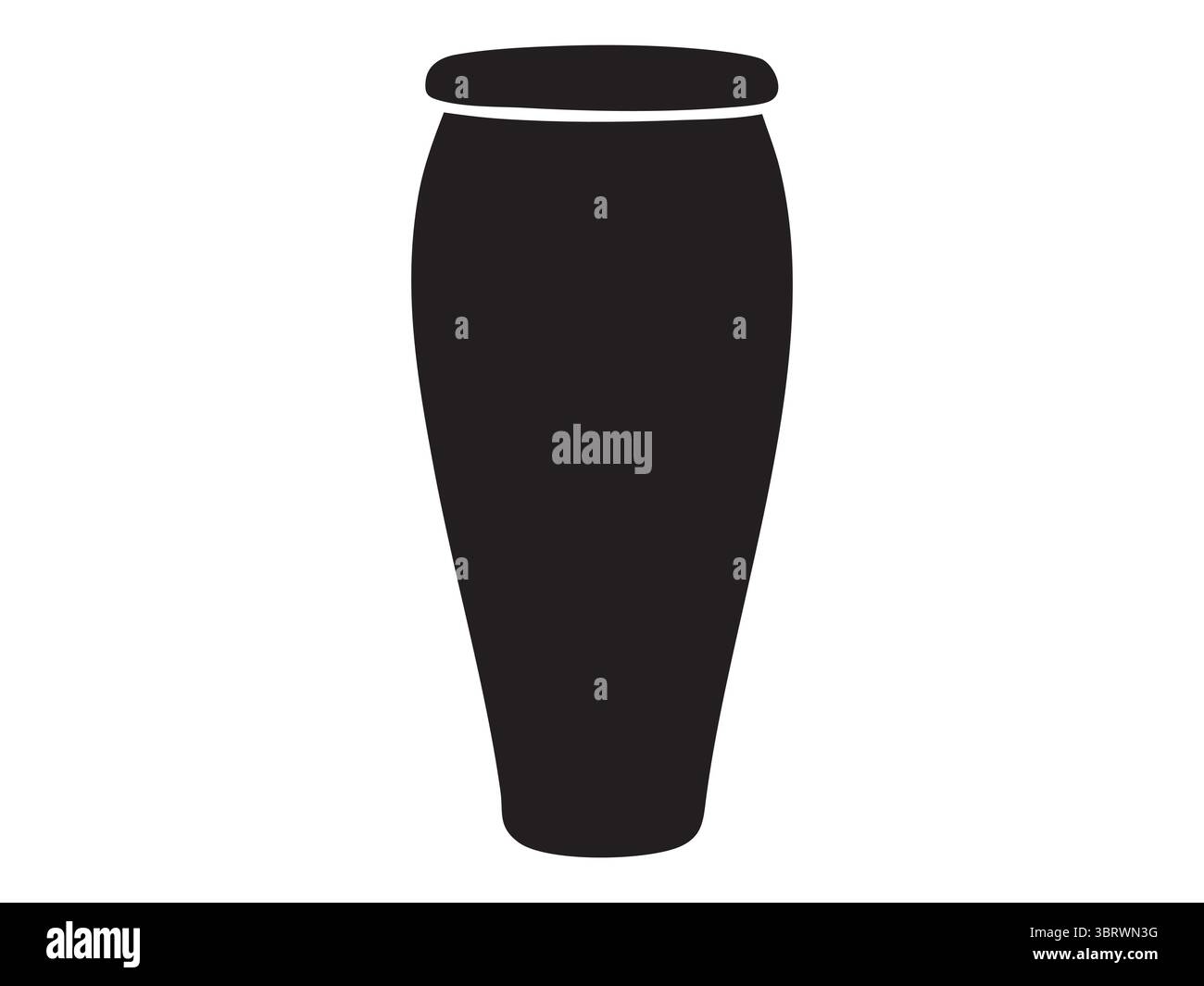 Black silhouette of conga drum isolated on white background, graphic ...