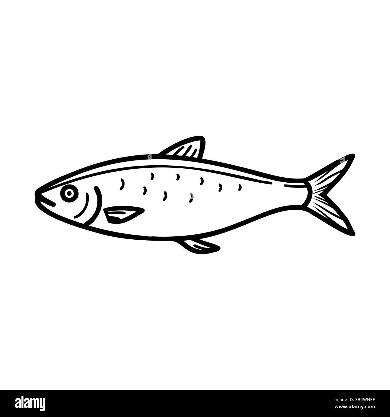 A simple illustration of a fish, showcasing its streamlined body, fins ...