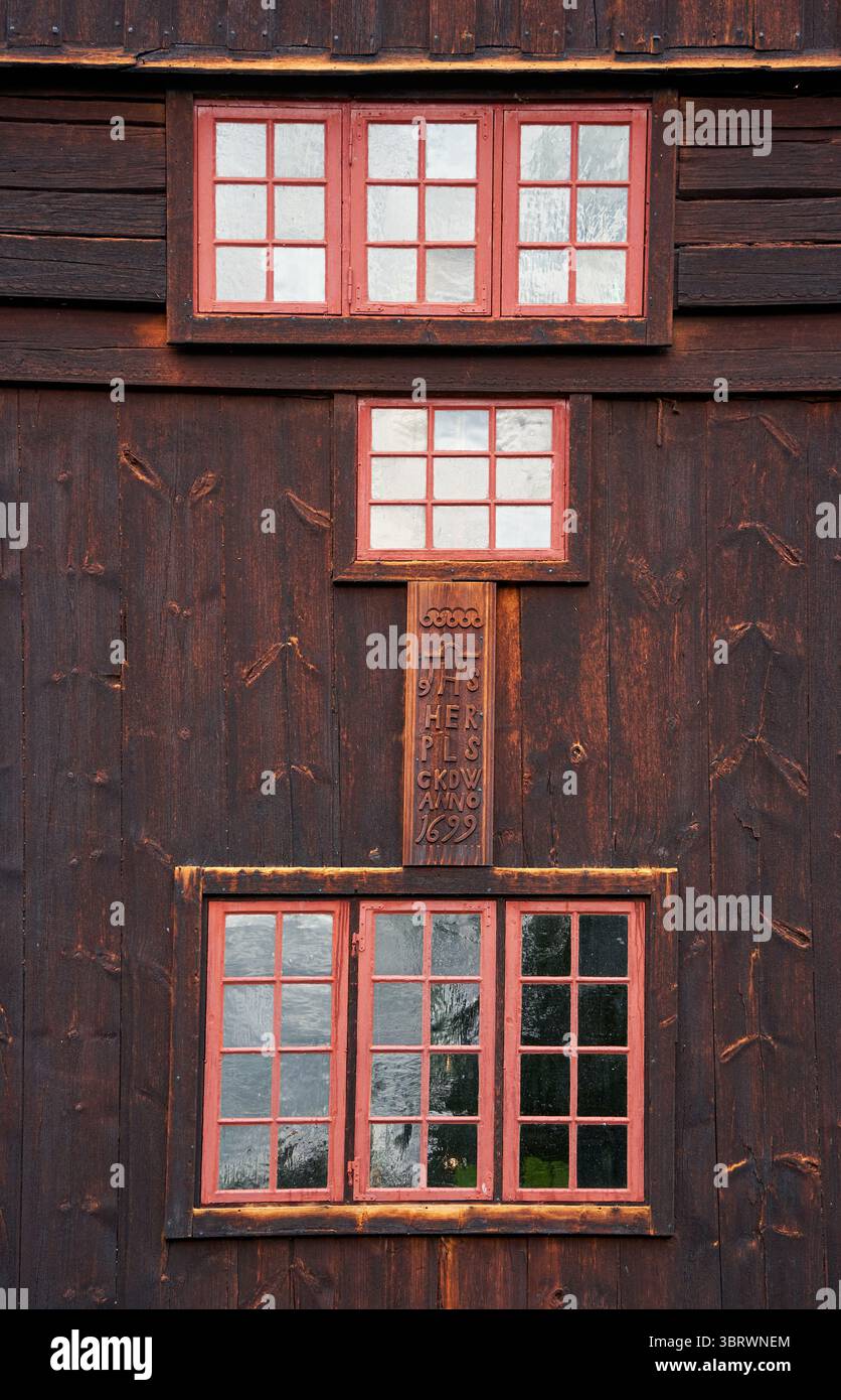 Windows on the Rollag Stave Church was built in second half of the 12th ...