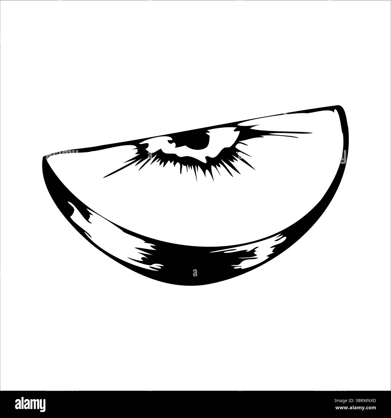 A stylized black and white illustration of a half-moon with an eye in ...