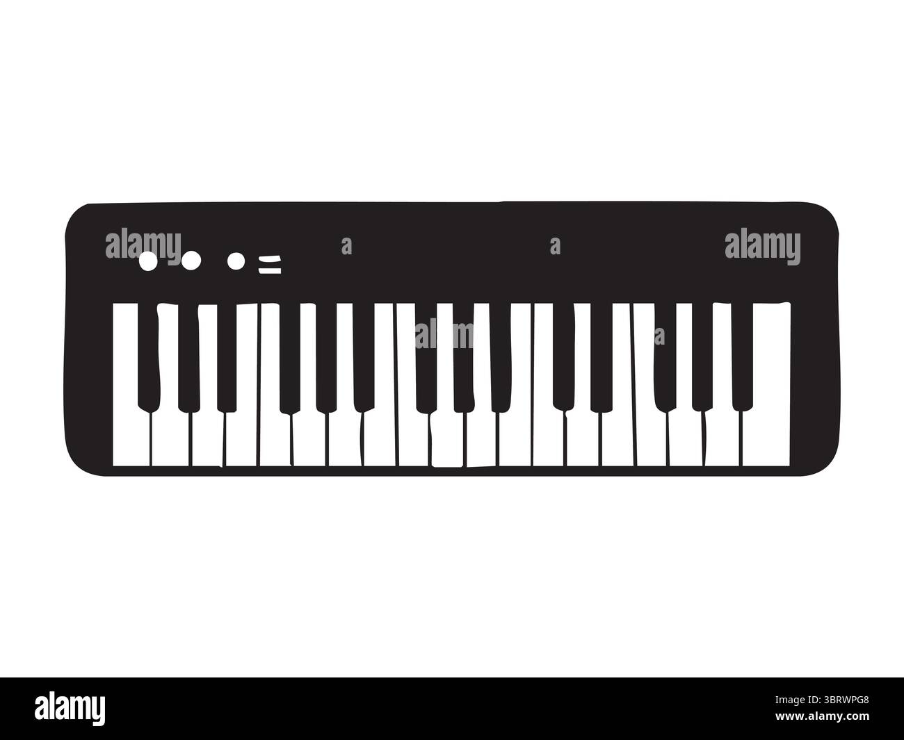 Black silhouette of electronic keyboard piano with control buttons ...