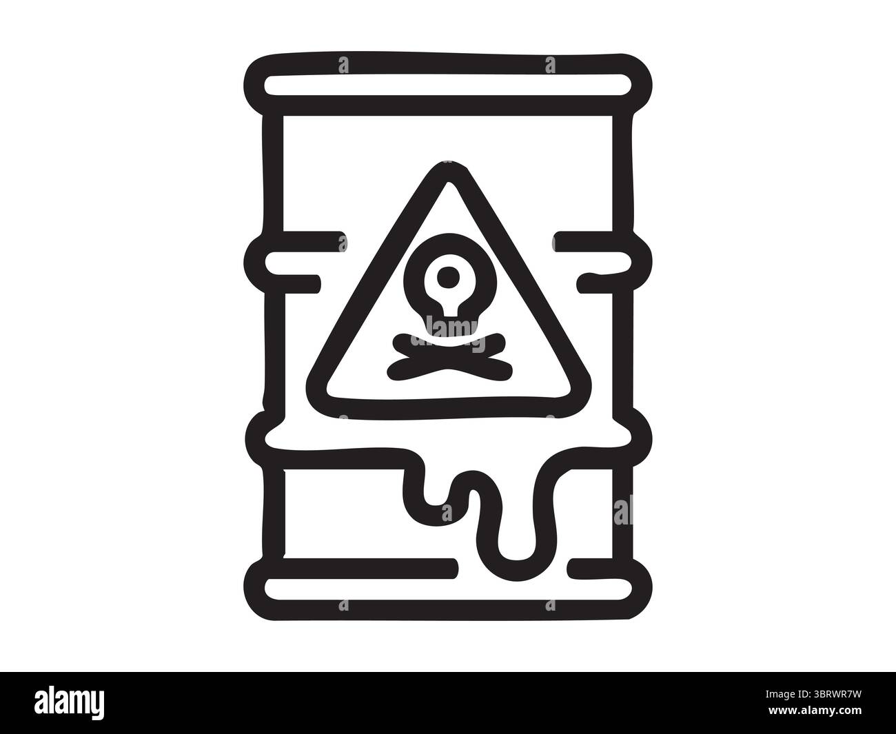 Black outline of hazardous waste barrel icon with toxic warning symbol ...