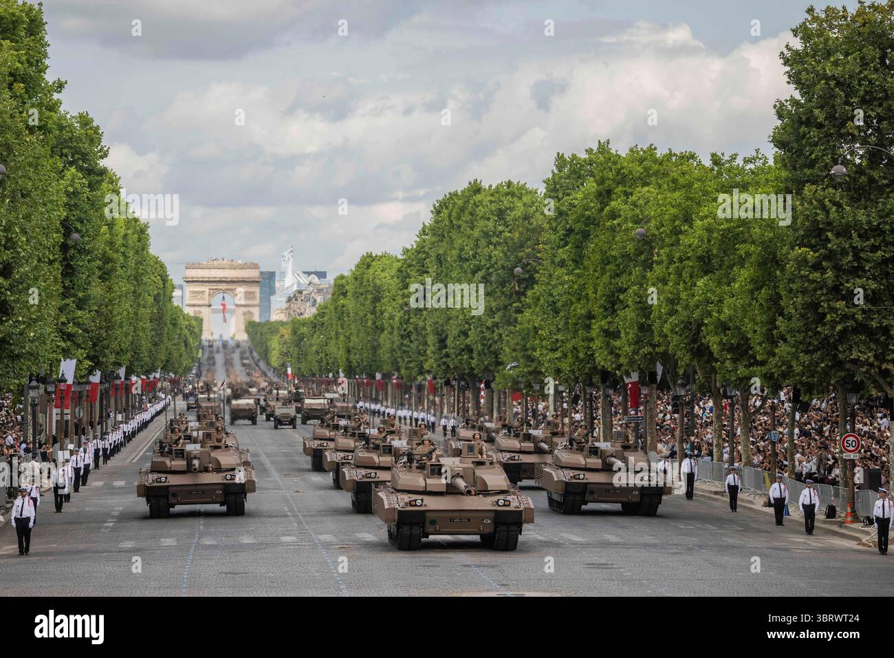 Paris, France. 14th July, 2025. French Army Chars Leclerc XLR tanks are ...